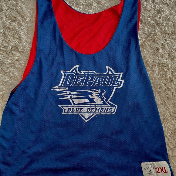 League | Shirts | Rare Vintage Reversible Depaul Blue Devils Jersey ...